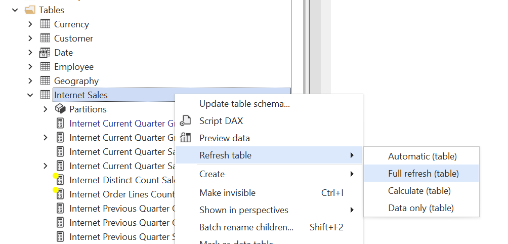 Refreshing Previewing And Querying Data Tabular Editor Documentation